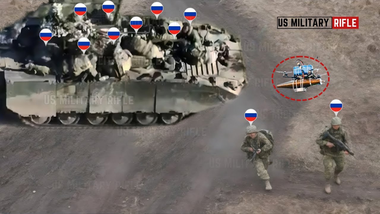 Horrible!! Ukrainian FPV drones ambush Russian tanks and take out ...