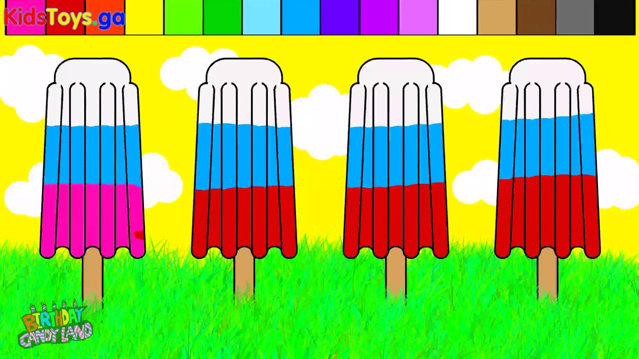 Learn Colors for Kids and Color Ice Cream Rocket Popsicle Coloring Page ...