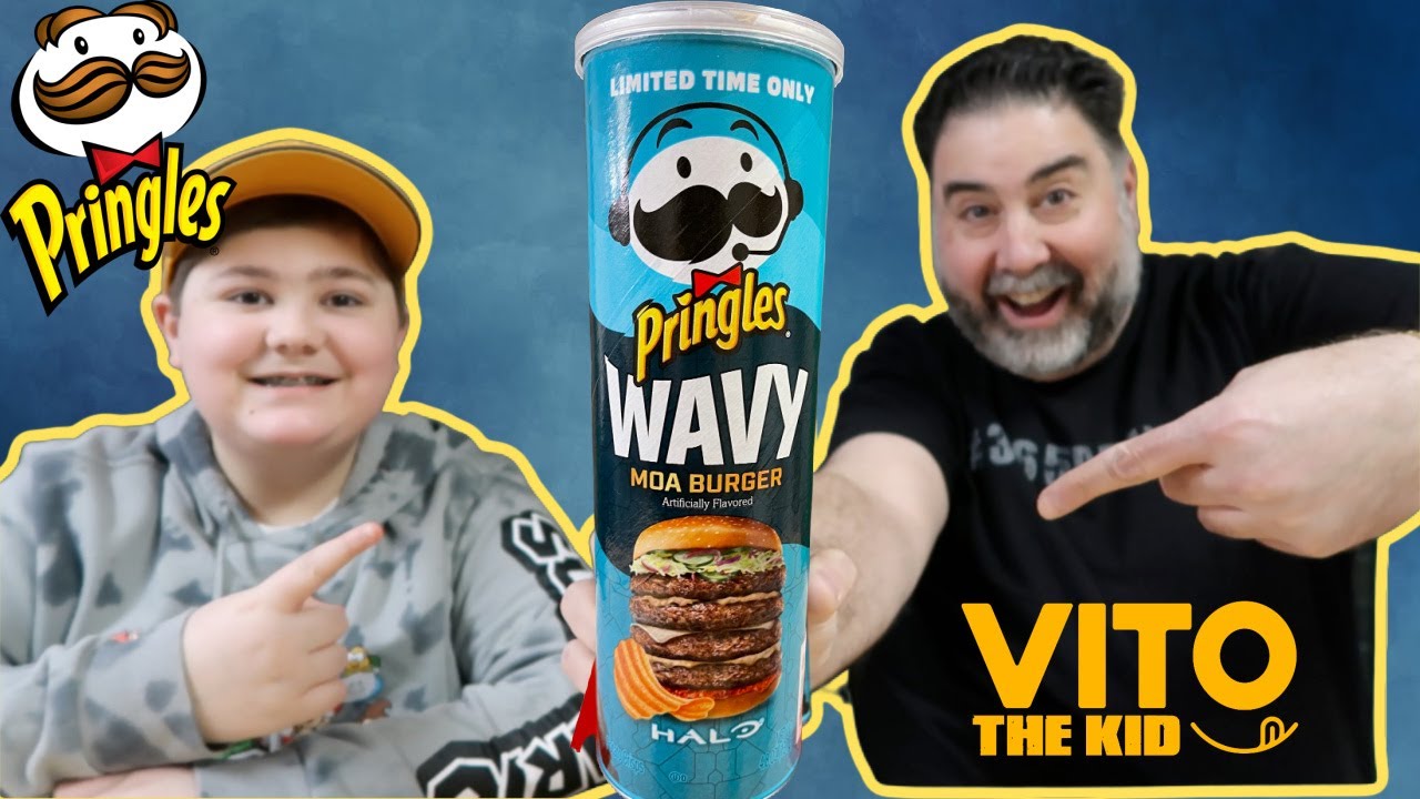The NEW Pringles Wavy MOA Burger Flavor Review! | HALO Inspired Crisps ...