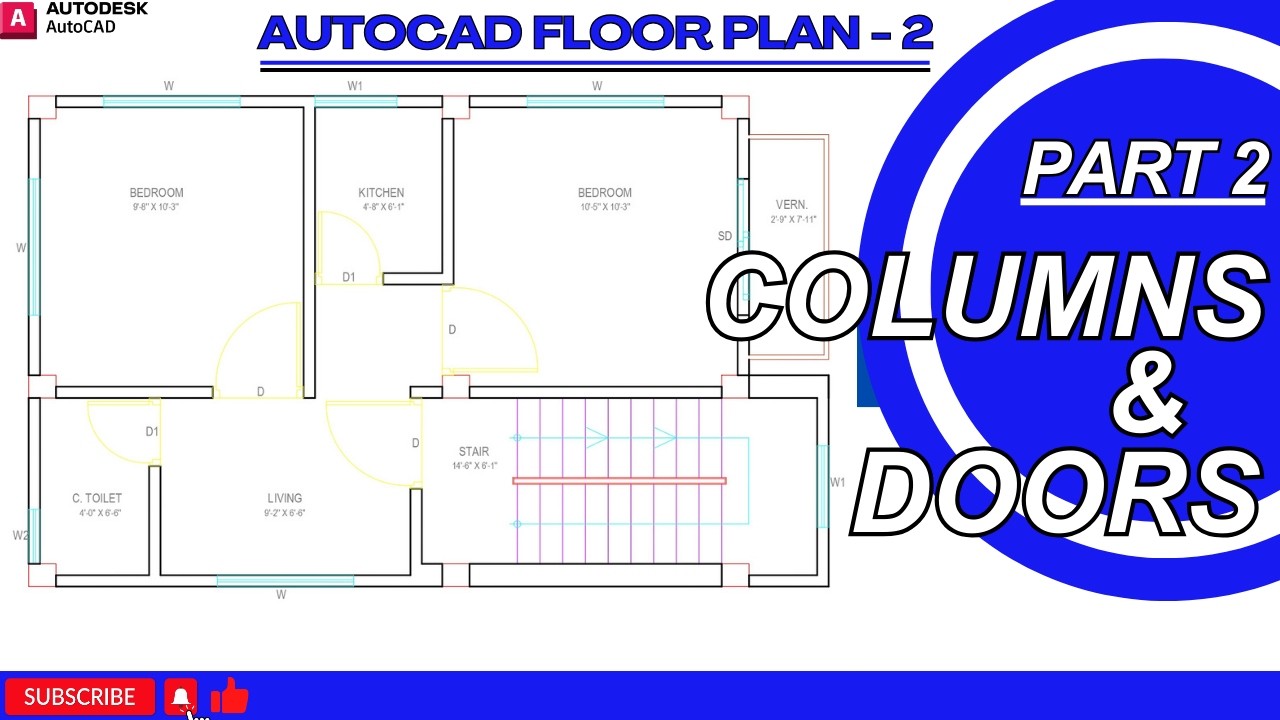 House Plan In AutoCAD - Part 2 of 6 | Sample 2 - YouTube