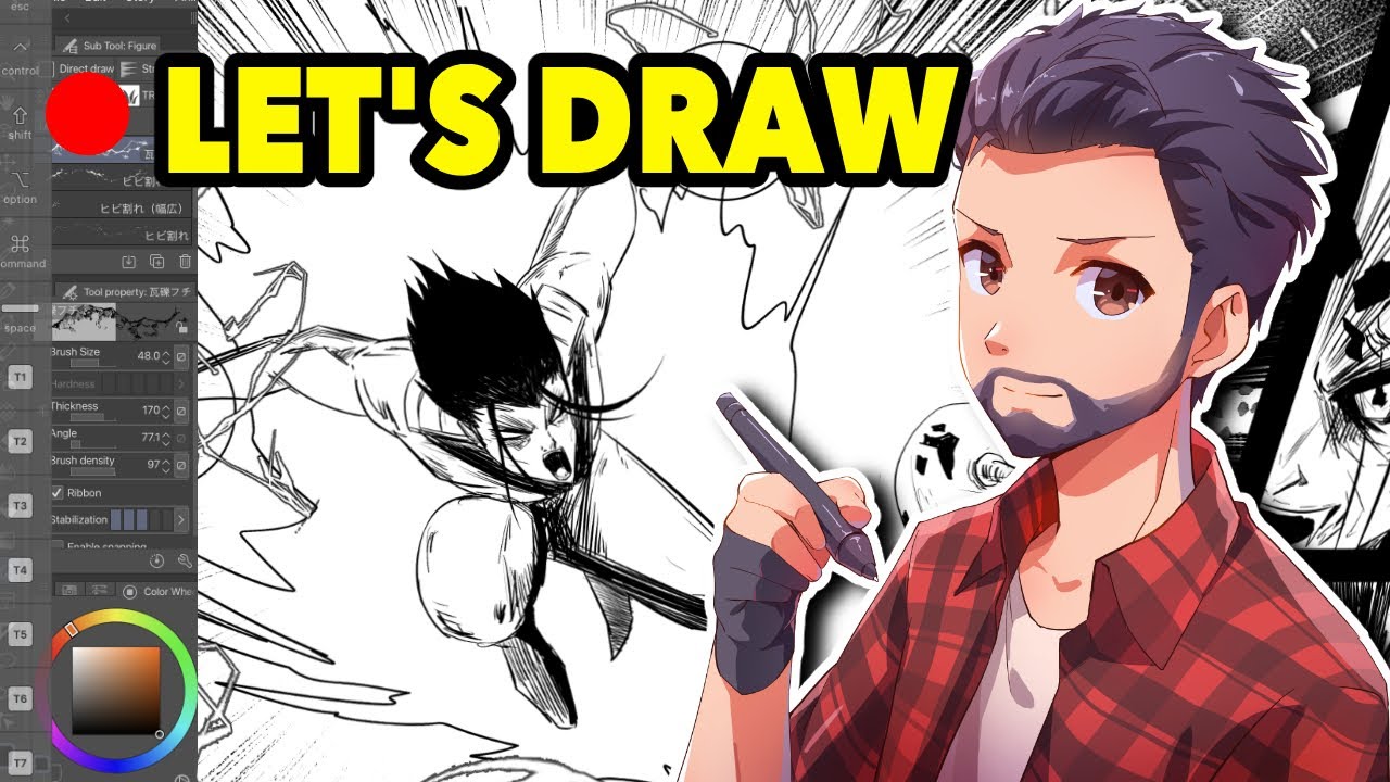 Let's Draw Manga Pages LIVE | THE GIRL WITH THE MEGA FISTS - YouTube