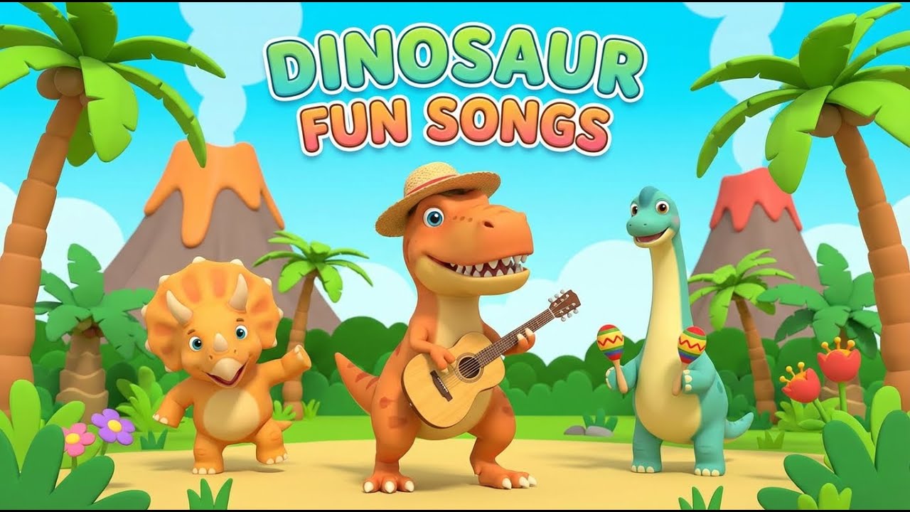 🦖 Dinosaur Fun Songs | T-Rex & Friends | Animal Nursery Rhymes for Kids ...