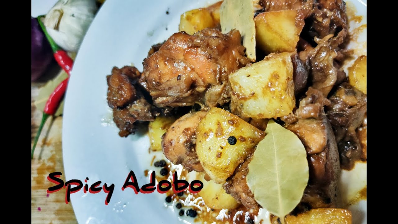 Spicy dried chicken adobo w/ crispy fried potato! - YouTube
