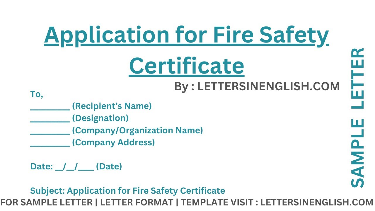 Application for Fire Safety Certificate - Sample Application Requesting ...