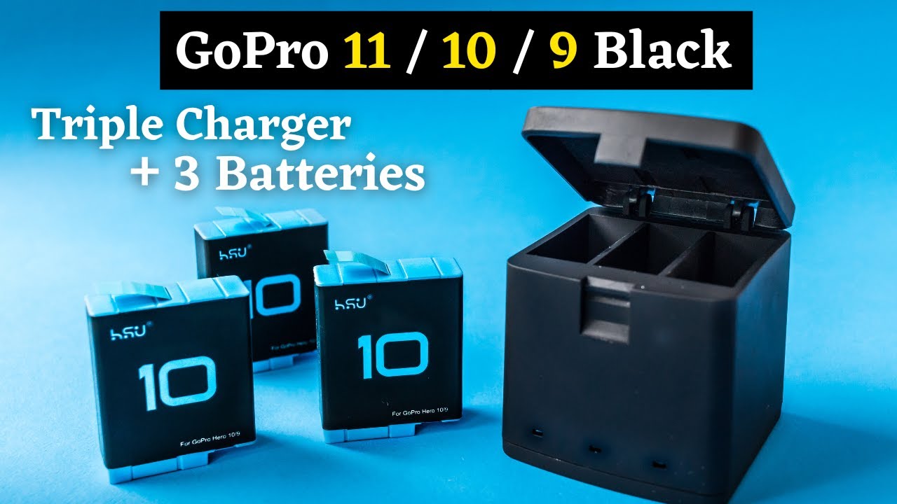 3 GoPro Batteries + Triple Charger HSU 3 Pack Review - YouTube