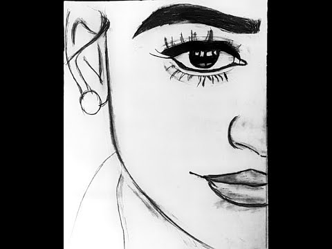 how to draw a girl half face for beginners //step by step - YouTube