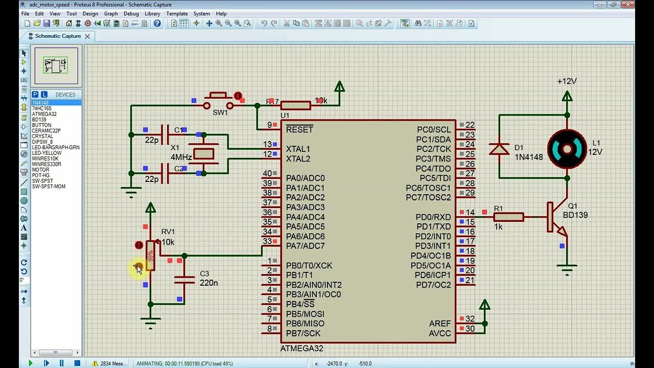 Using ADC module of ATMega32 to adjust DC motor speed - YouTube