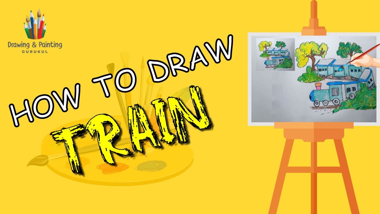 198, How to draw Train, Very Easy Cartoon Drawing step by step ...