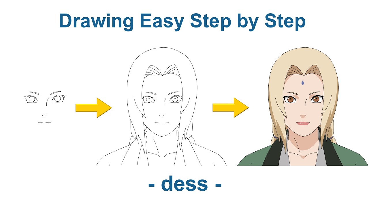 Tsunade Senju - Drawing Easy Step by Step [@dess_art] - YouTube