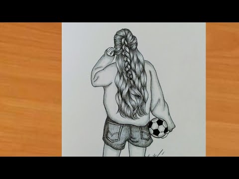 How to draw a girl with ball || pencil sketch || girl drawing ||simple ...