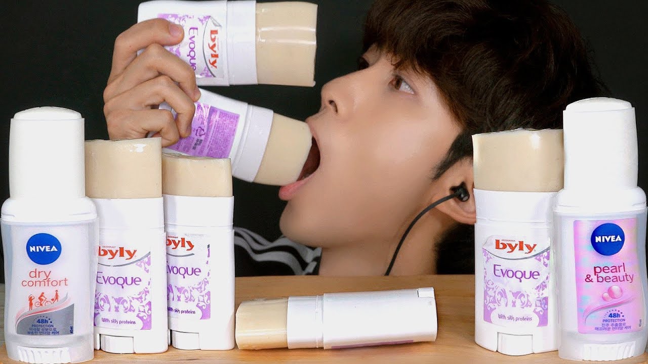 ASMR EDIBLE DEODORANT 먹는 데오드란트 탈취제 먹방 MUKBANG DIY PRANK EATING SOUNDS ...