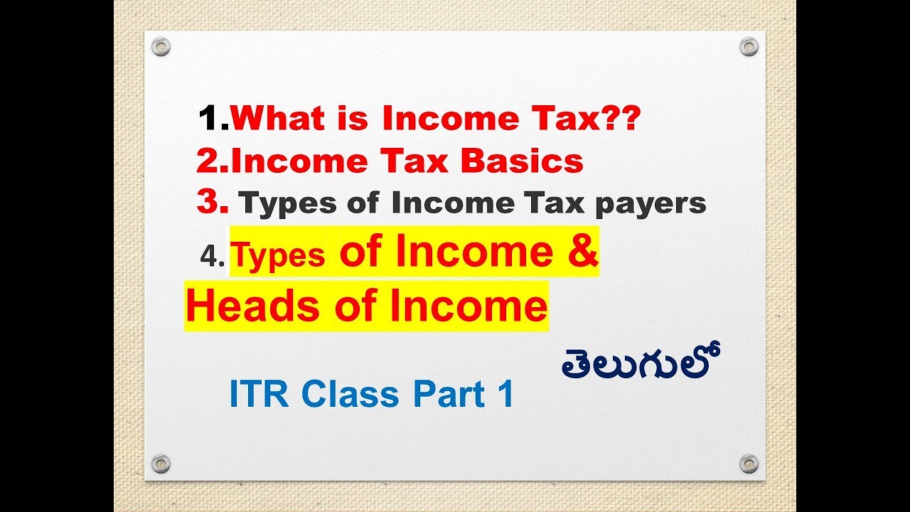 Income Tax Class part 1- What is income Tax? Heads Of Income under ...