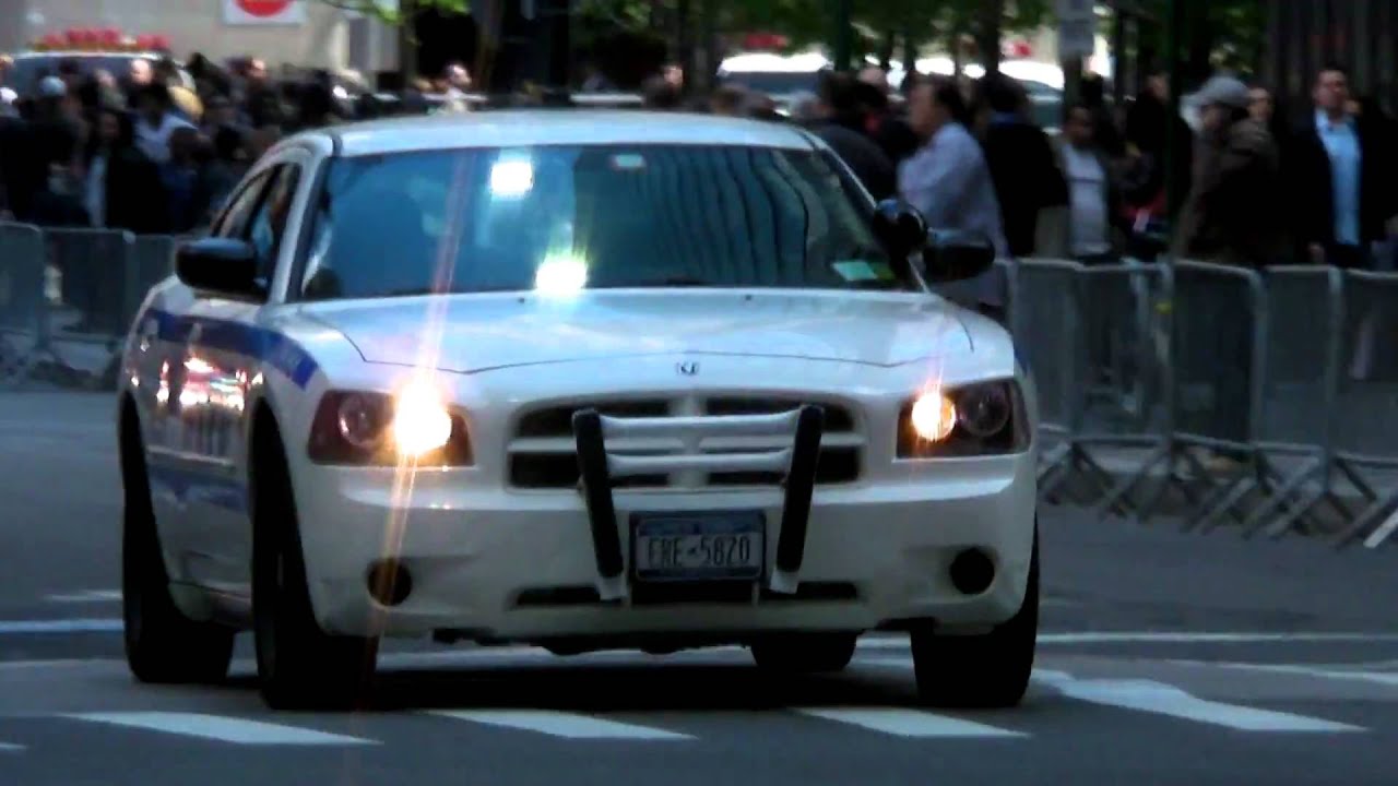 NYPD Police Cars (slicktop) in New YOrk for President Obama - YouTube