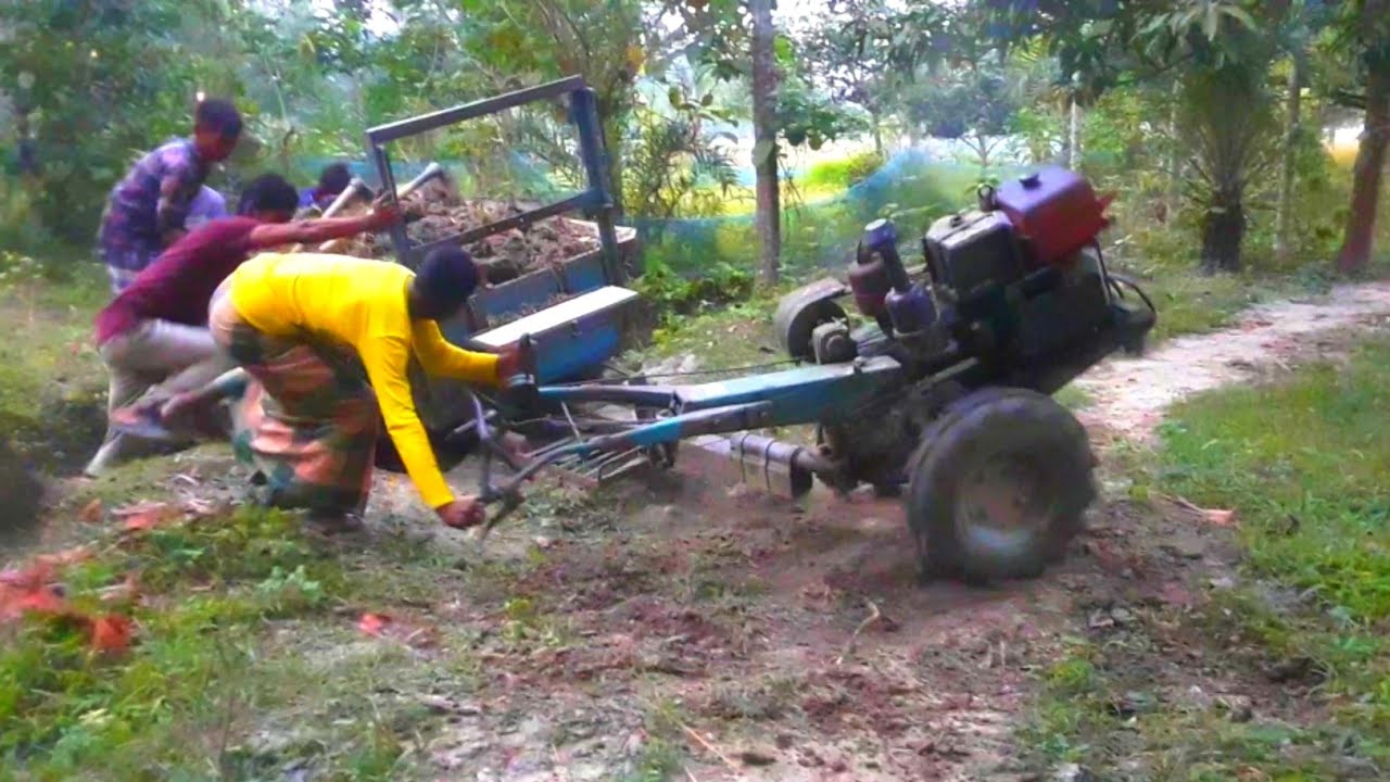Mini Tractor, Power Tiller Accident in Drain Deep Mud! LIVE Power ...