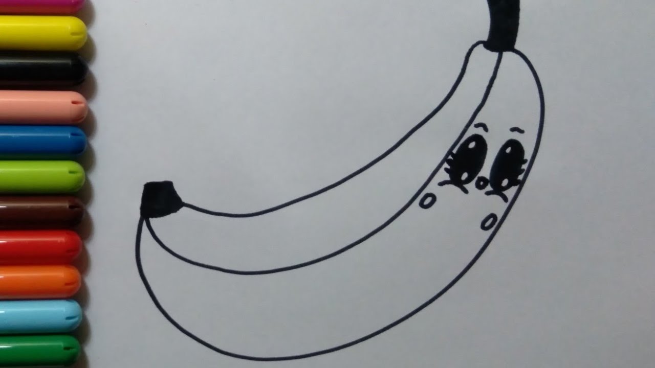 Como desenhar uma banana fofinha? How to draw a cute banana? - YouTube