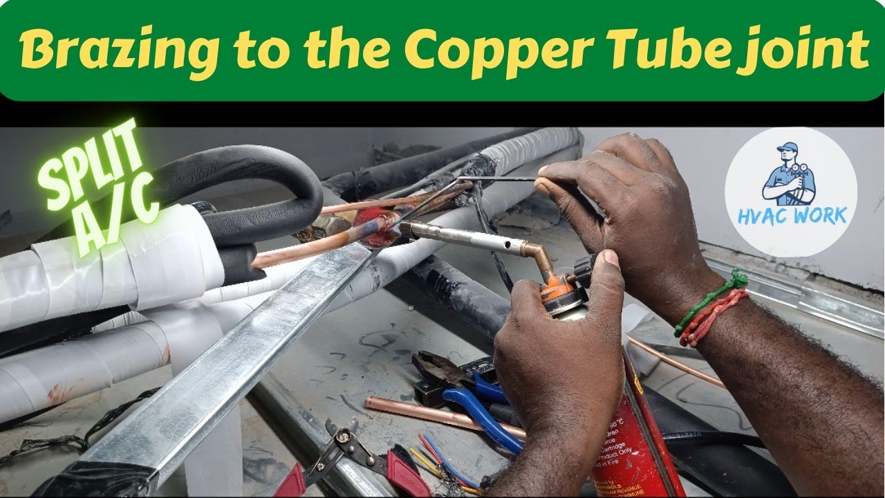 Air conditioner Copper pipe joint brazing | how to joint copper pipe ...