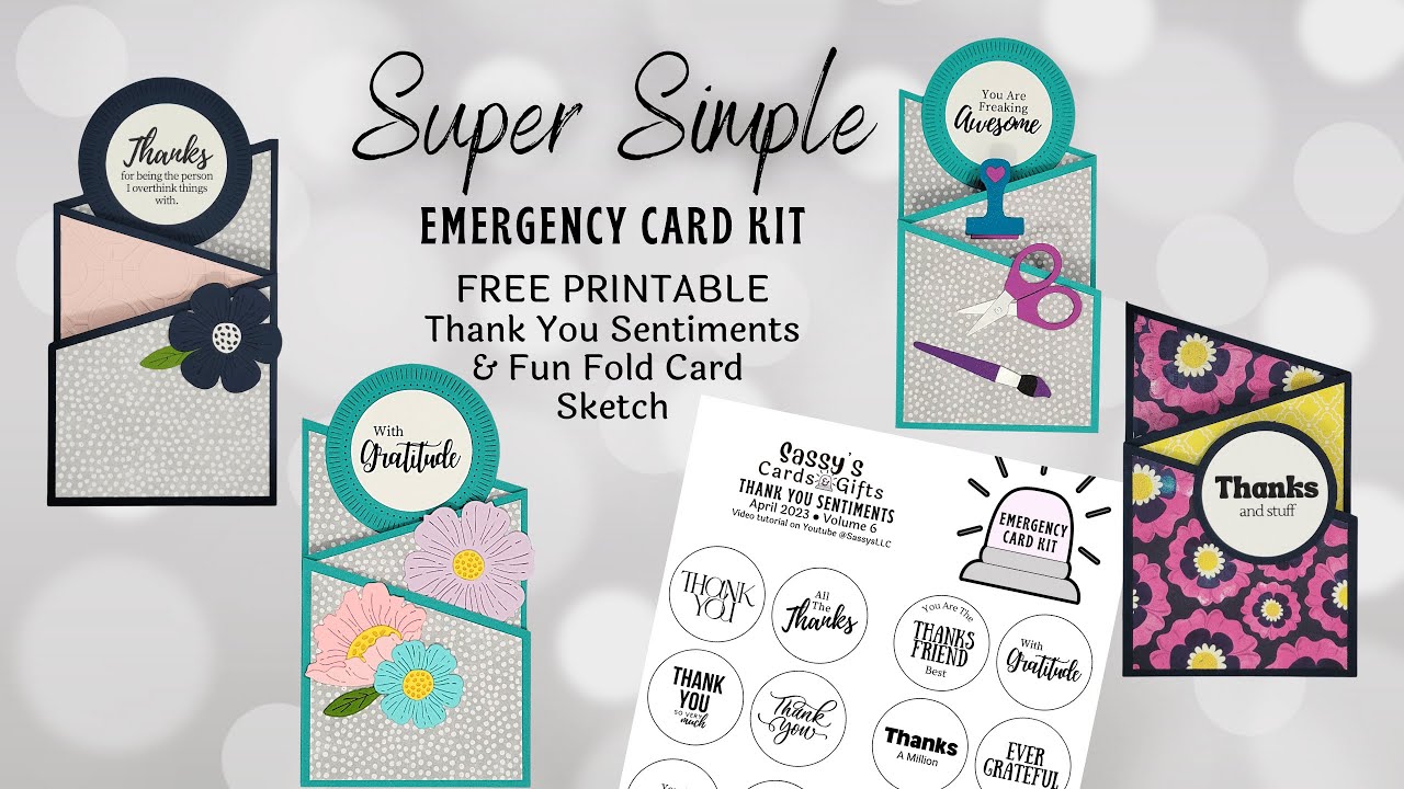 FREE PRINTABLE Emergency Card Kit V6 Thank You Cards & Fun Fold - YouTube