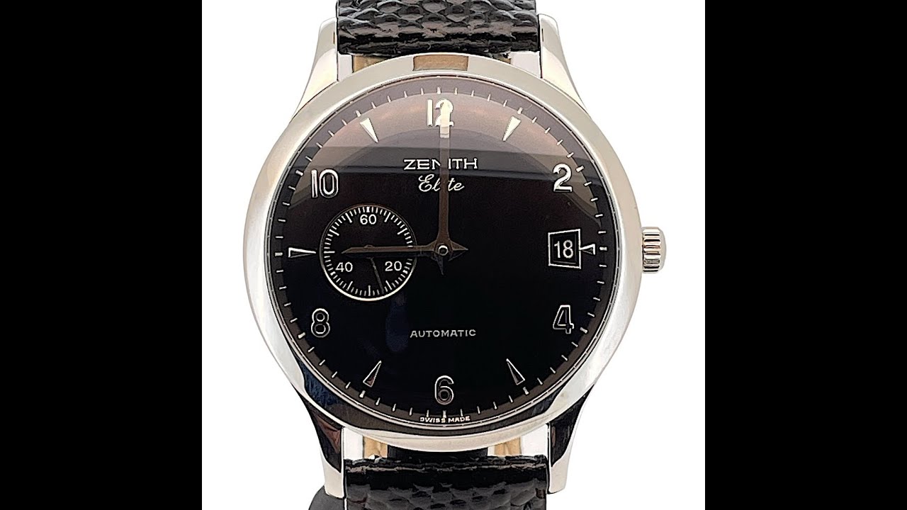 Zenith Elite Black Stainless With Leather Straps Full Set Box and ...