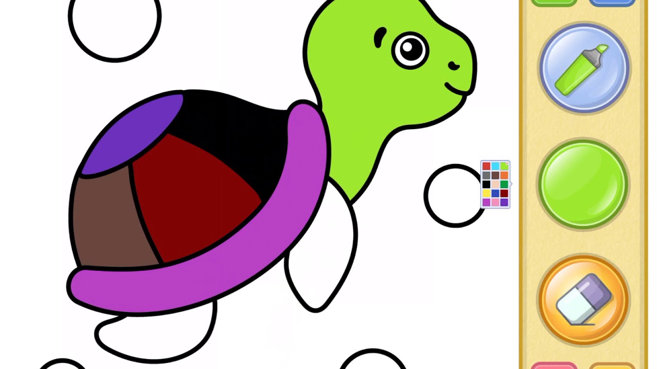 COLORING TURTLE - BIMI BOO GAME KIDS LEARNING ANIMALS LEARN COLORING ...