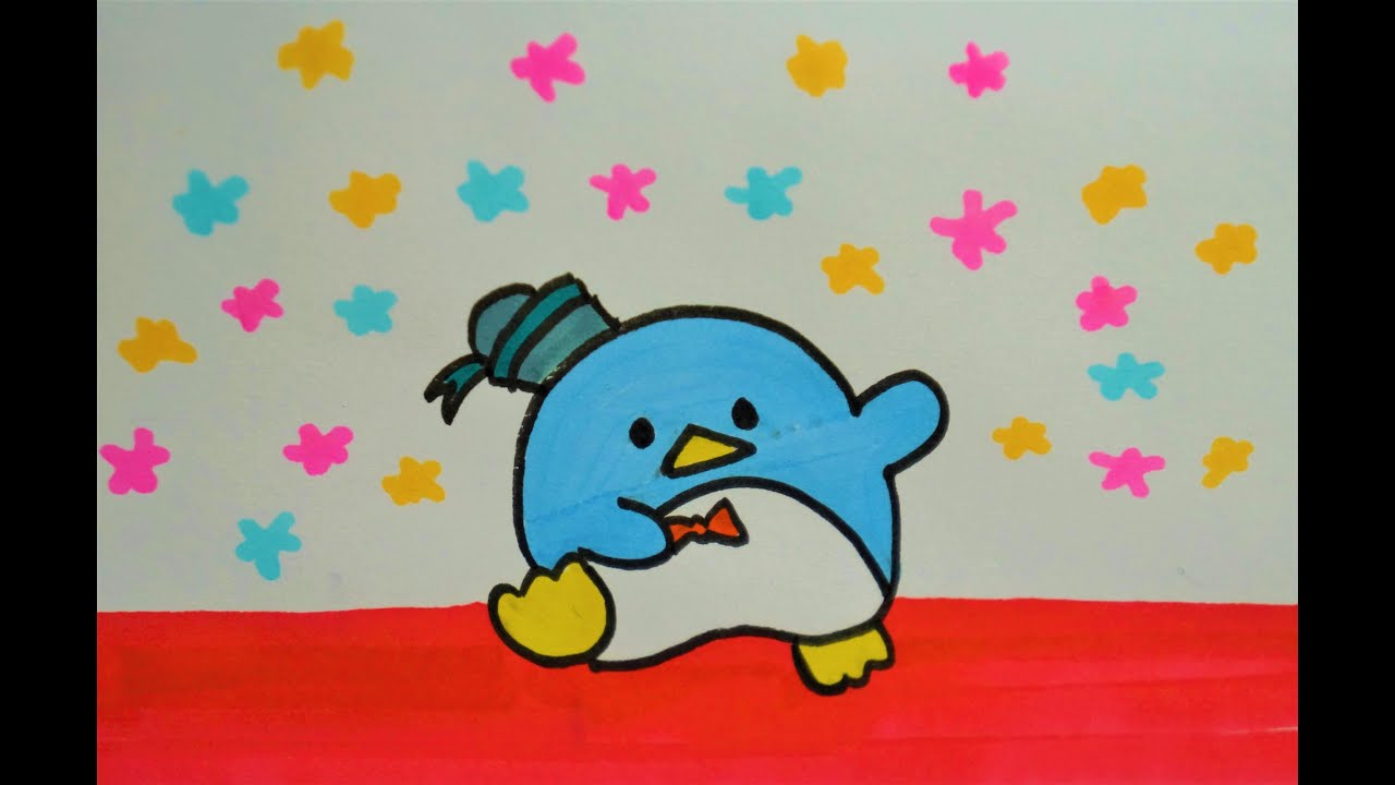 How to draw and color a cute penguin named Tuxedo Sam. He is a friend ...