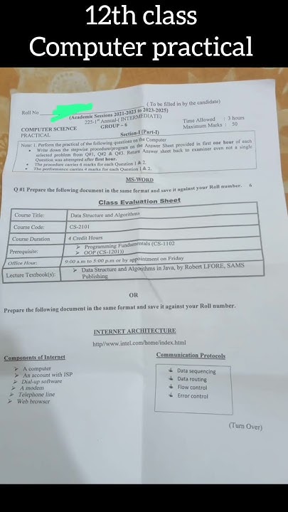 12th class computer practical paper 2025 - YouTube