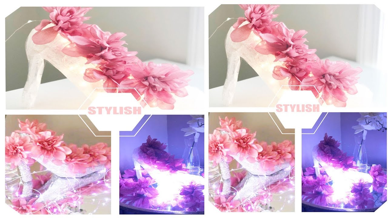 DIY:Glam High Heel Shoe Lamp/Floral Arrangement - YouTube