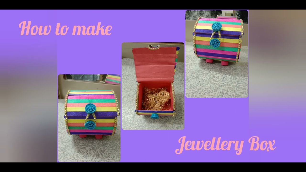 How to make jewellery box with icecream sticks. Beautiful jewellery box ...