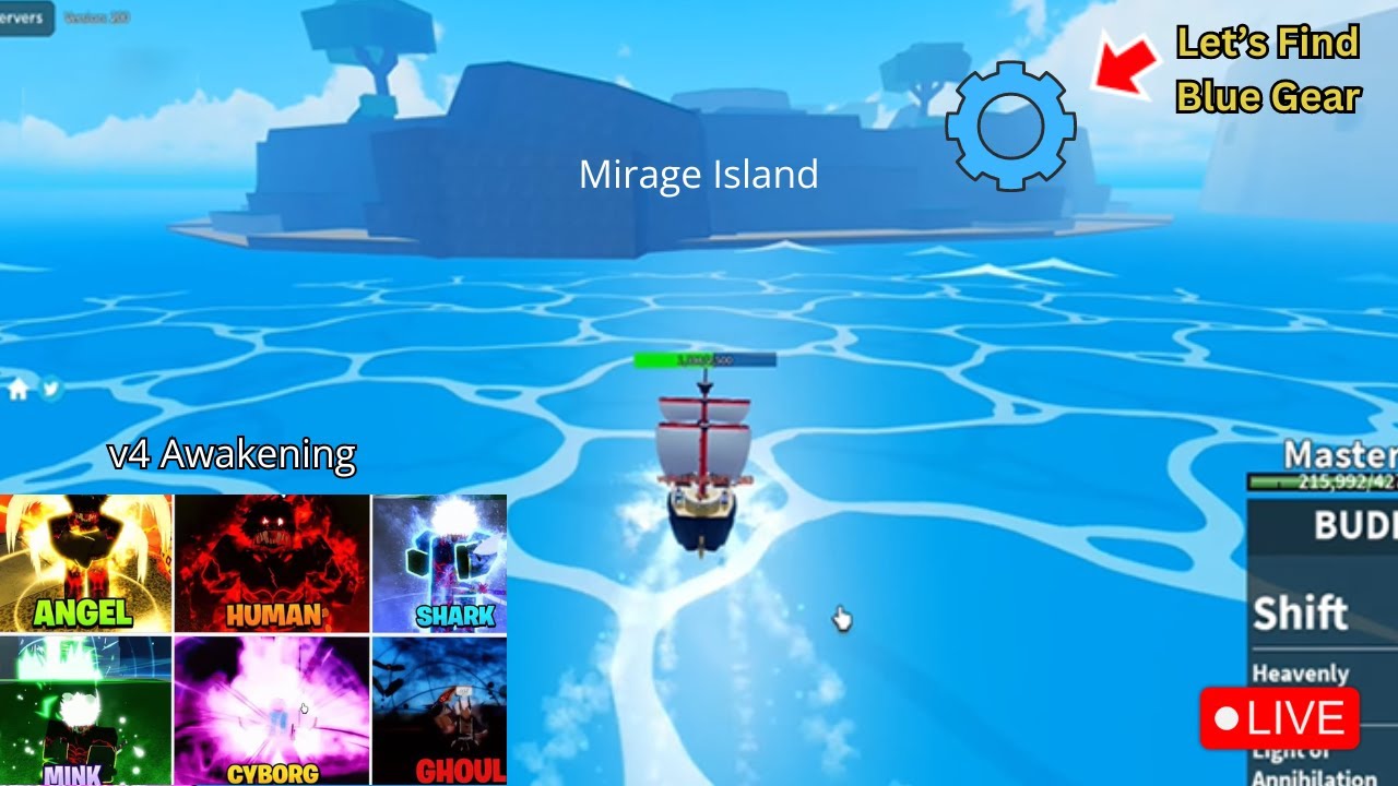 Mirage Hunt For Blue Gear In Blox Fruit Live 🥲 - YouTube