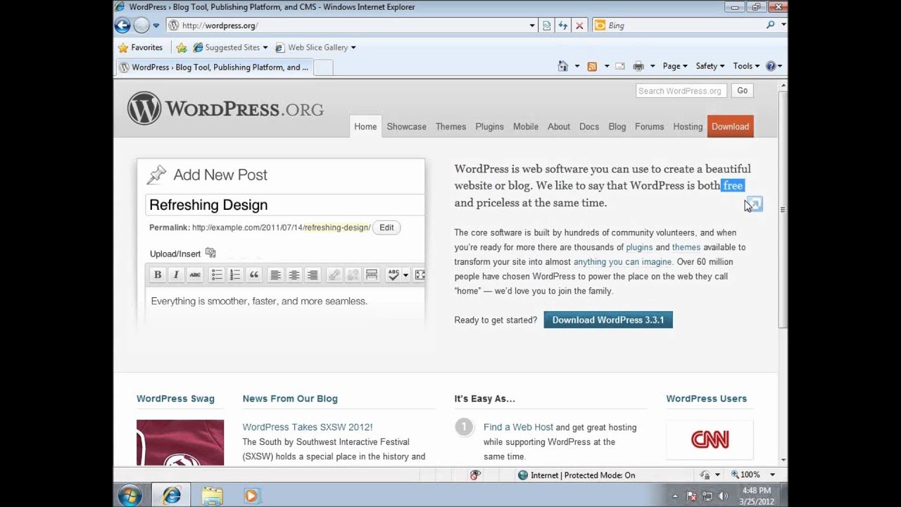 Wordpress 3 Essentials Lesson 1 - Introduction to Wordpress - YouTube