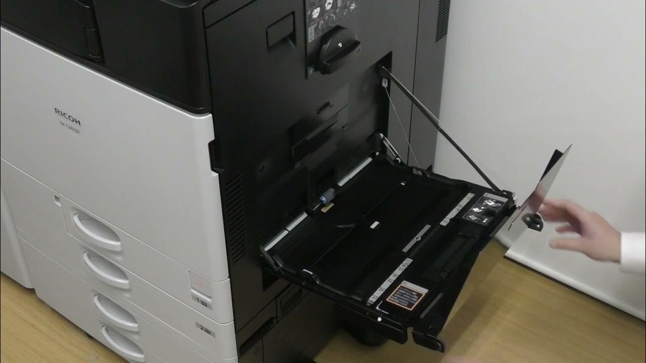 長尺用紙をセットする方法 ー長尺用紙給紙ガイド タイプM52装着時ー - YouTube