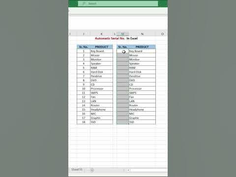 Automatic Serial Number In Excel #excel #exceltips #exceltutorial #msexcel #microsoftexcel # ...