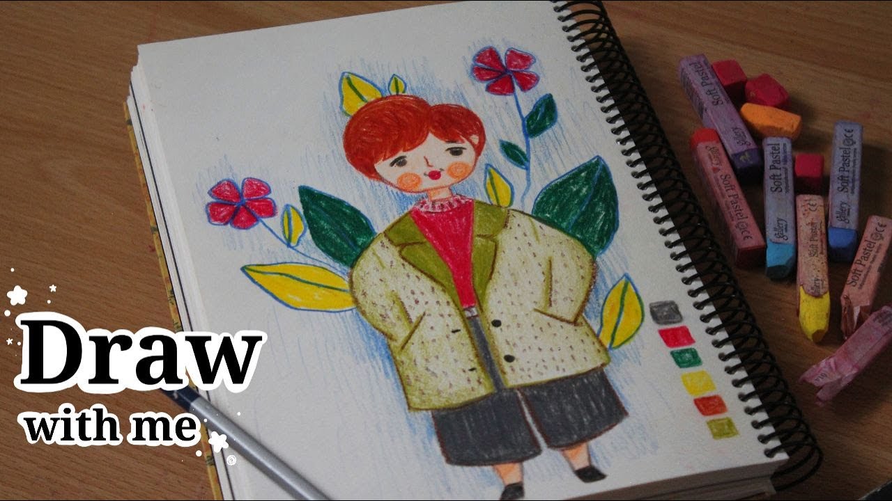 Soft Pastel Drawing – Cute Character Illustration | Draw With Me (No ...
