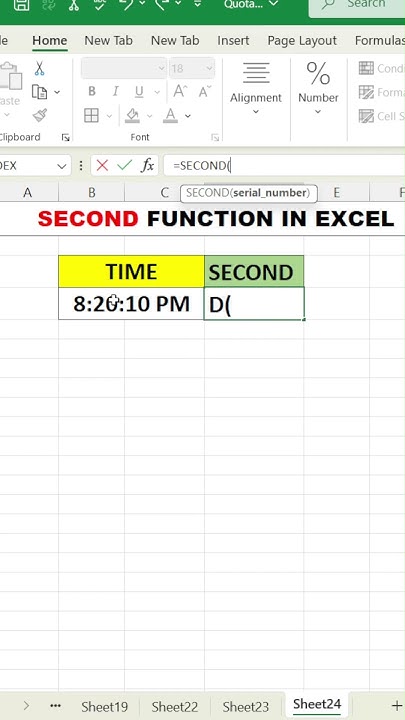 SECOND FUNCTION IN MS EXCEL |SECOND FORMULA IN EXCEL | EXCELINTERVIEW QUESTIONS EXCEL #exceltips ...