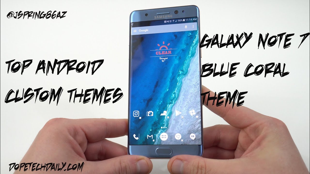 Top Android Custom Themes: Blue Coral Theme for Galaxy Note 7! - YouTube
