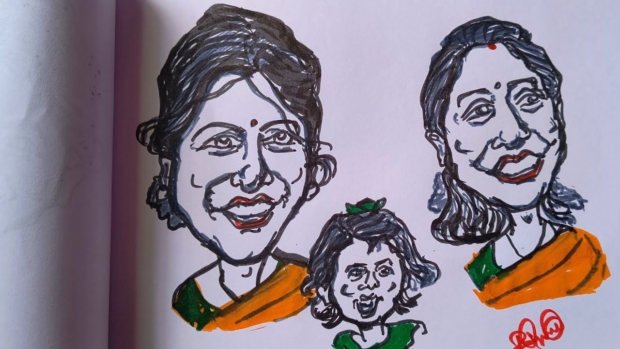 Sujatha Mohan & Swetha Mohan #caricature #Drawing #cartoon #tutorial ...