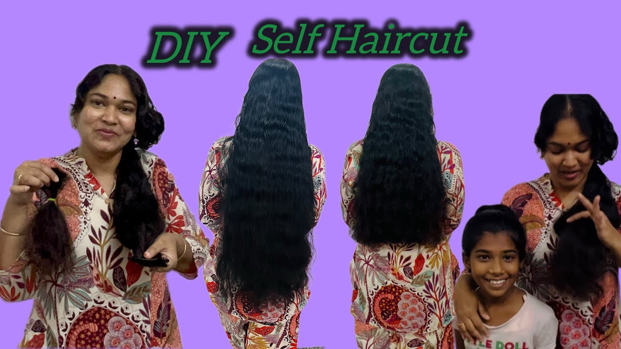 How to cut💇‍♀️ your own hair straight 👩‍🦰 / Easy straight haircut ...