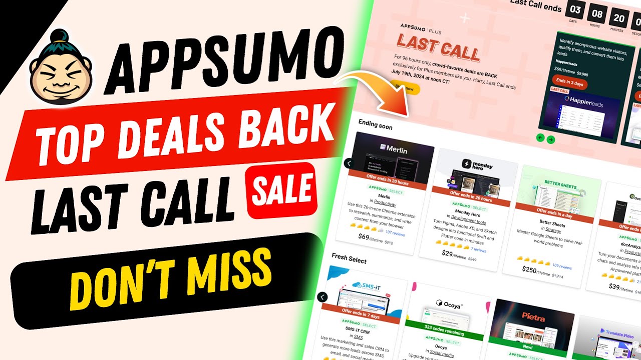 Top Saas Tools Back for 96 Hours - AppSumo Last Call 2024 - YouTube
