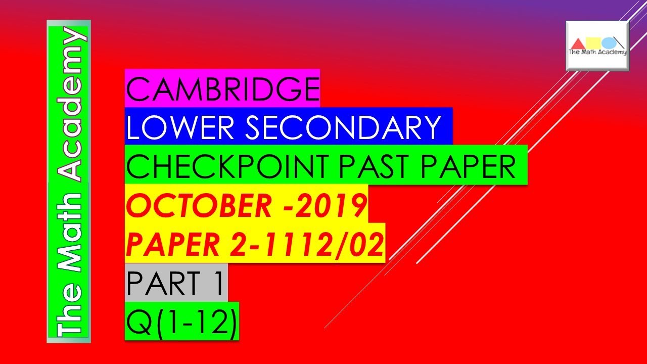 October 2019/Checkpoint Secondary 1 Maths Paper 2-PART 1/Cambridge ...
