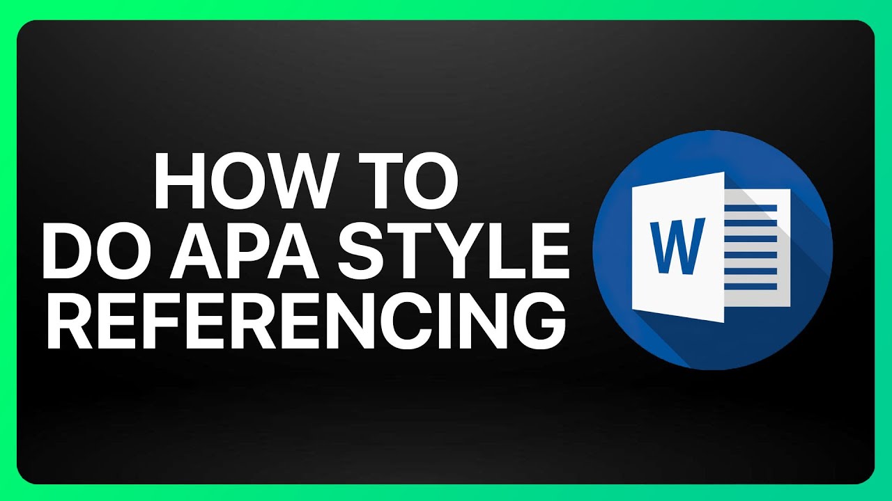 How To Do Apa Style Referencing In Microsoft Word Tutorial - YouTube