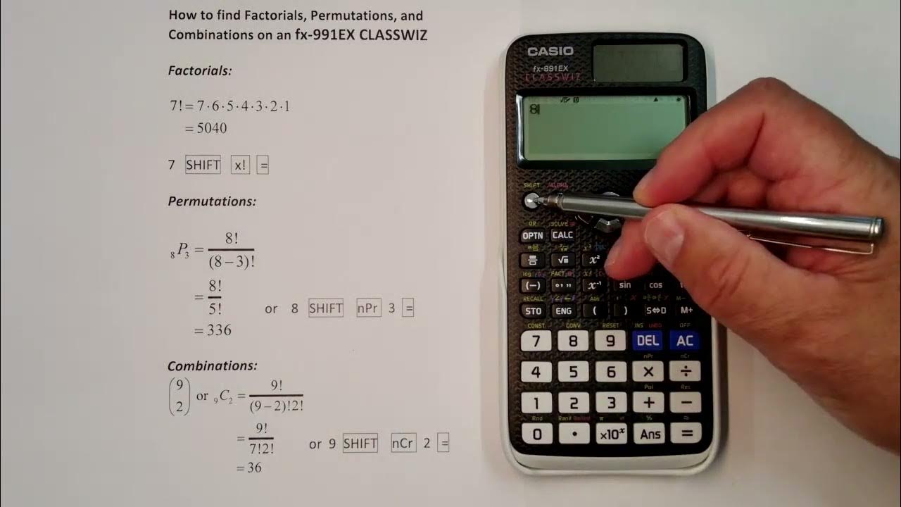 Factorials, Permutations and Combinations on a Casio fx 991EX CLASSWIZ - YouTube