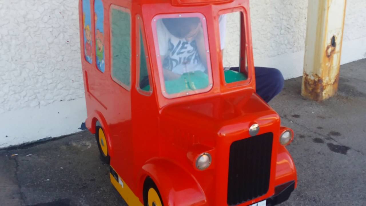 Red School Bus Kiddie Coin Operated Ride - YouTube