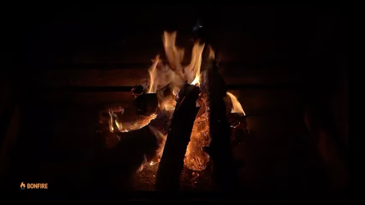 Night Fireplace with Black Background Clip 🔥12 hours Relaxing Fire ...