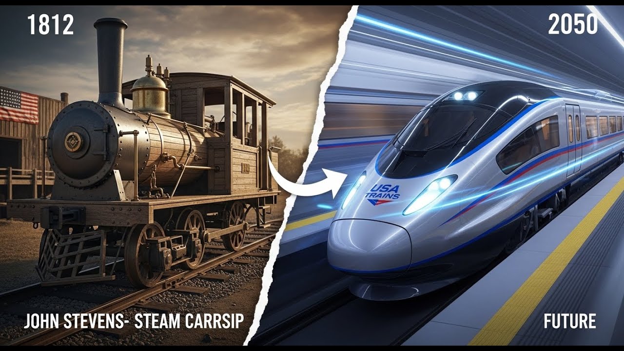 USA Trains Evolution (1812–2050) | From Uncle Sam Cart to Hyperloop ...