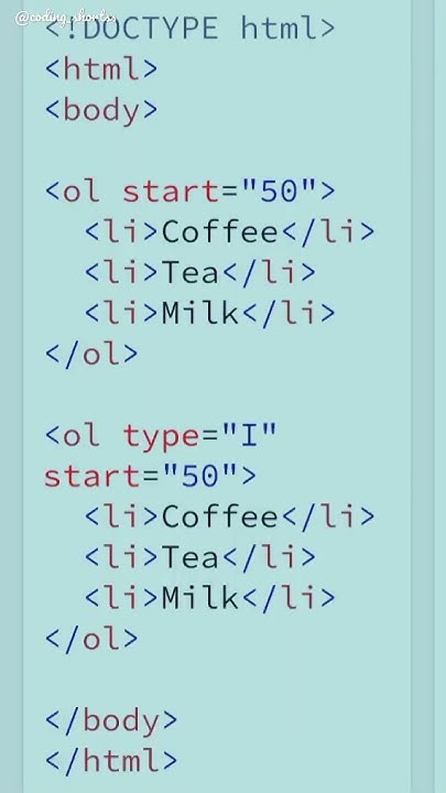 Control List Counting example | html ordered list | start attribute #viral #shorts #shortvideo # ...