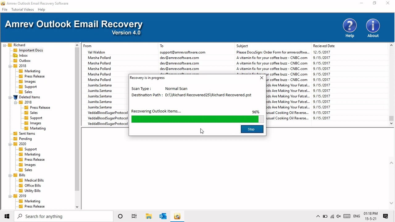 How to recover deleted or lost emails from Outlook PST file - YouTube