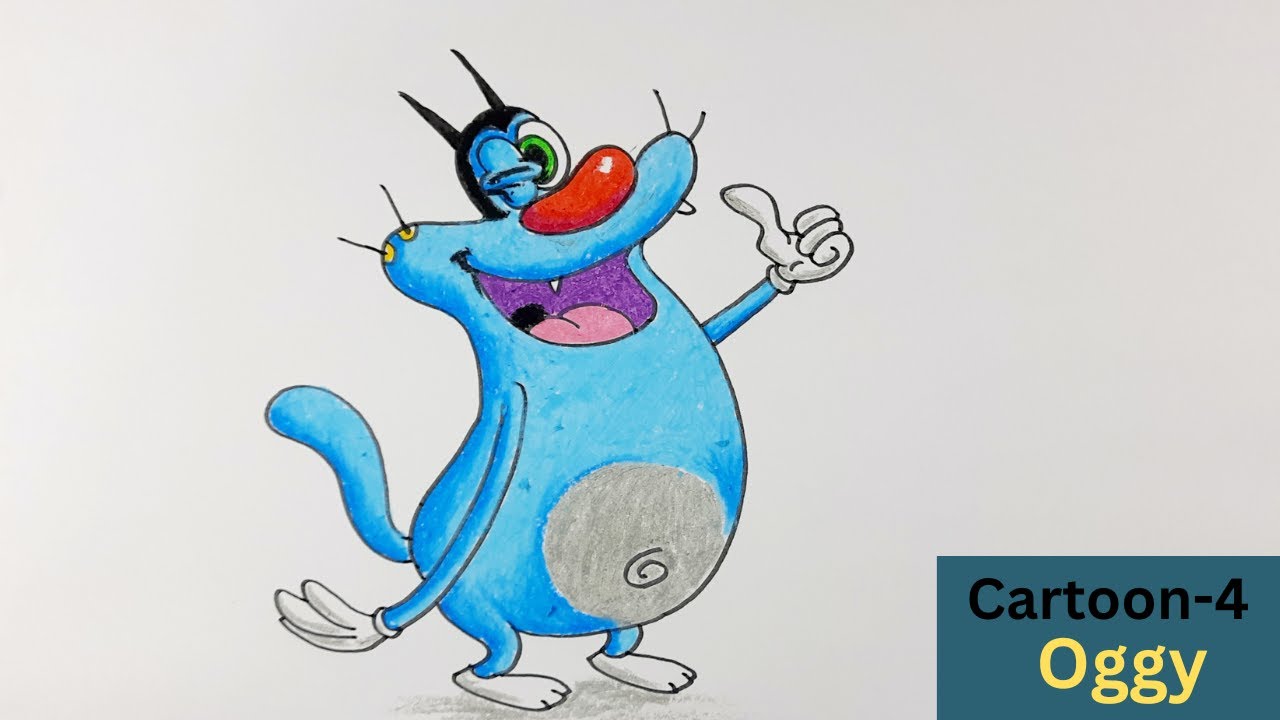 Oggy cartoon drawing/ easy oggy cartoon drawing tutorial for kids / How ...