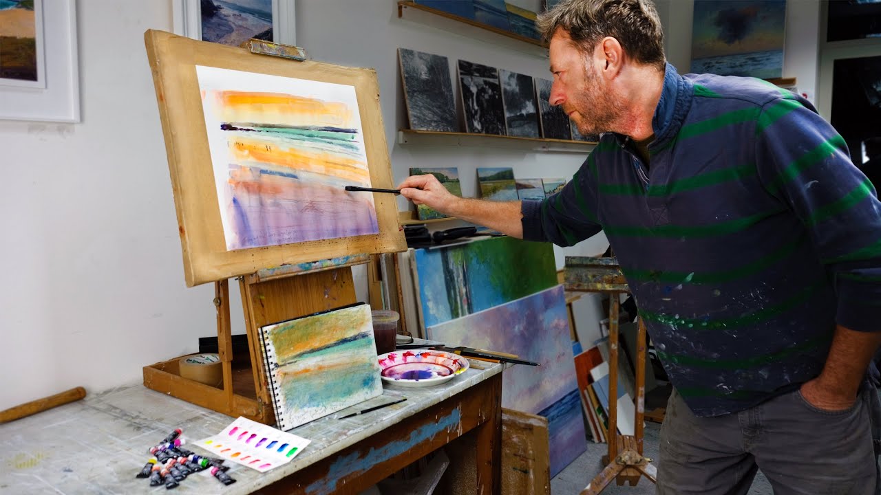 Trying out Paul Rubens watercolours | painting a sunset - YouTube