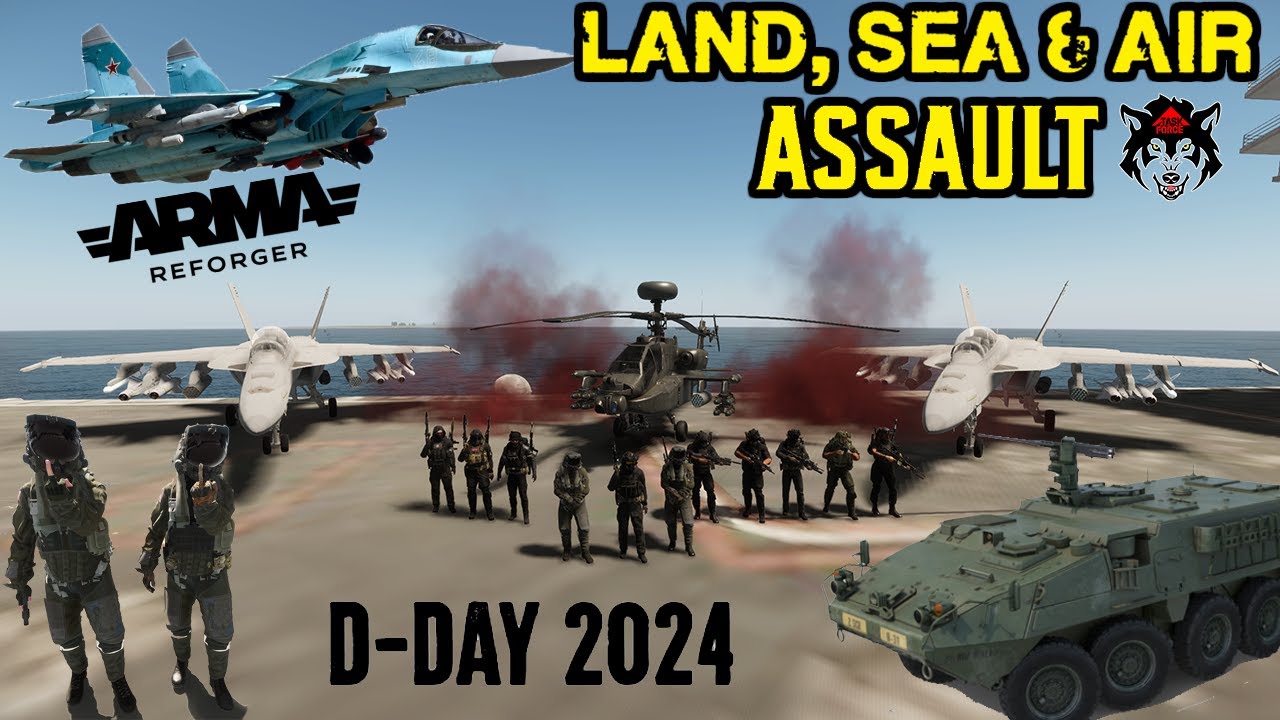 ARMA REFORGER | MODERN D-DAY | LAND, SEA & AIR ASSAULT (F/18s, Migs ...
