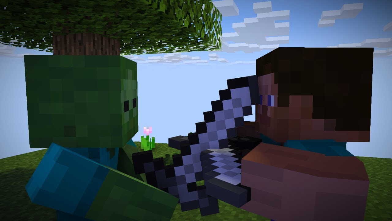 Steve VS Zombie. (Minecraft battle) [mine-imator] - YouTube