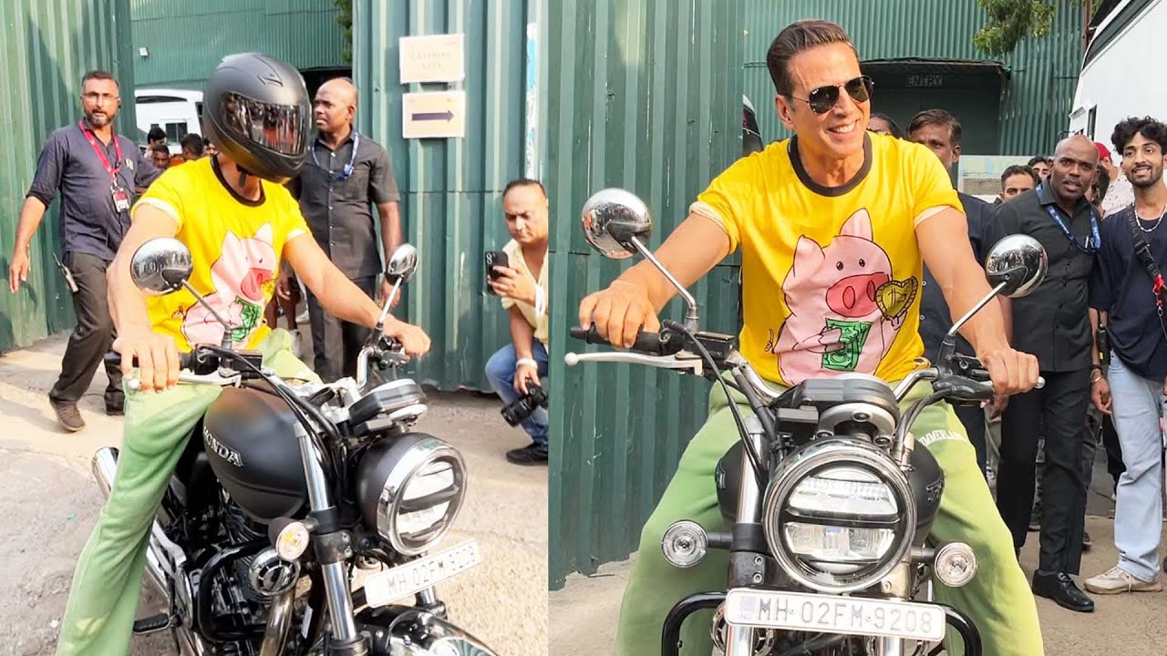 Akshay Kumar Riding Bike On Mumbai Road After Shoot - YouTube